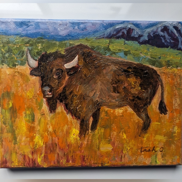 western | Art | Original Bison Oil Painting | Poshmark